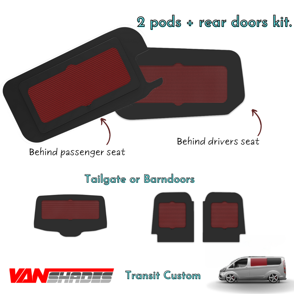 Ford Transit Custom - Vanshades - 2 Window Pods® + Rear Door Kit ...